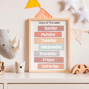 Set of 2 Prints Preschool Classroom Posters Days of the Week & Months ...
