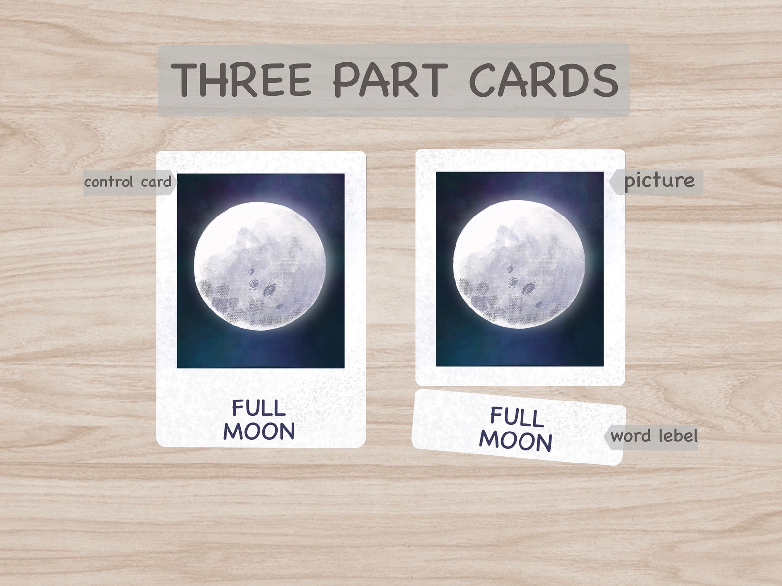 Moon Phases Flashcards Homeschool Montessori Materials - Etsy