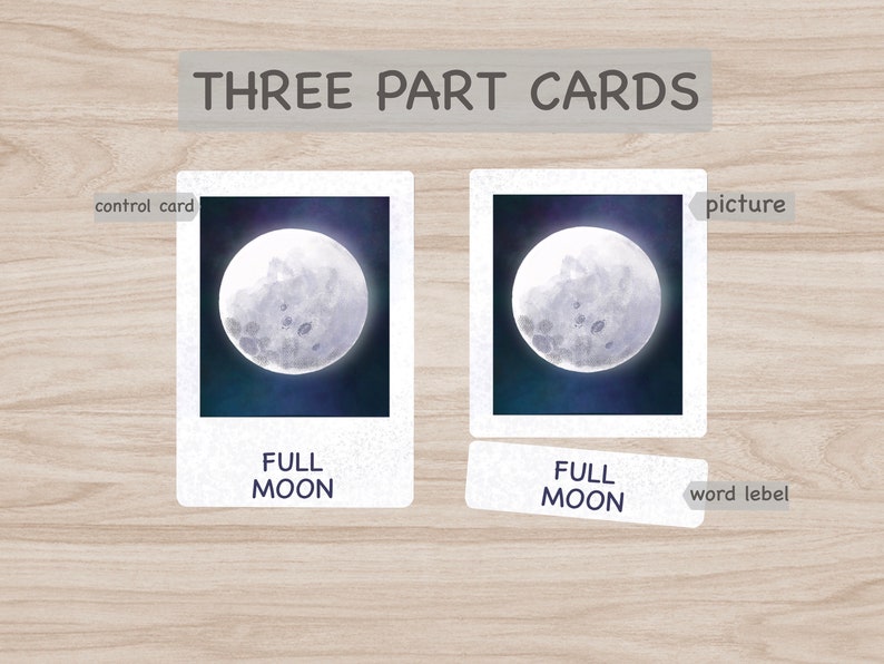 Moon Phases Flashcards Homeschool Montessori Materials - Etsy