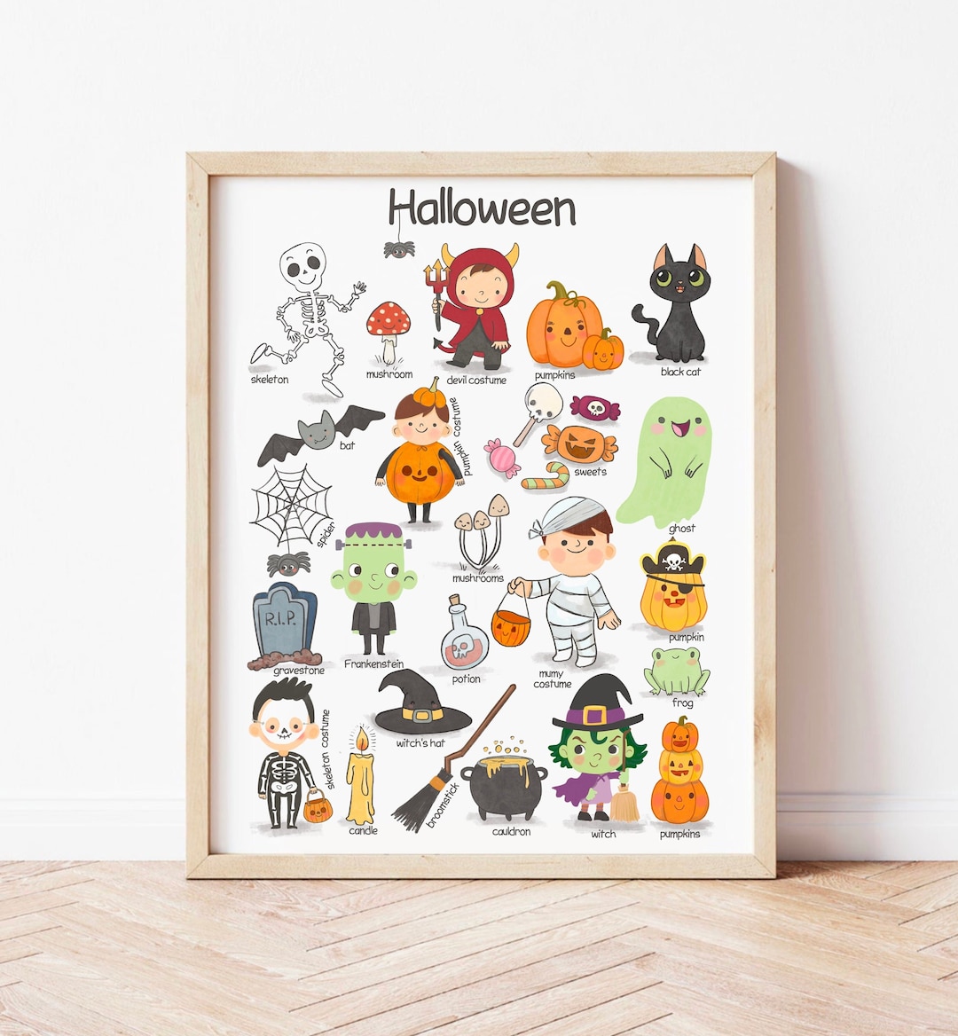 Halloween Poster Kids Room Decor Playroom Toddler Downloadable Prints ...
