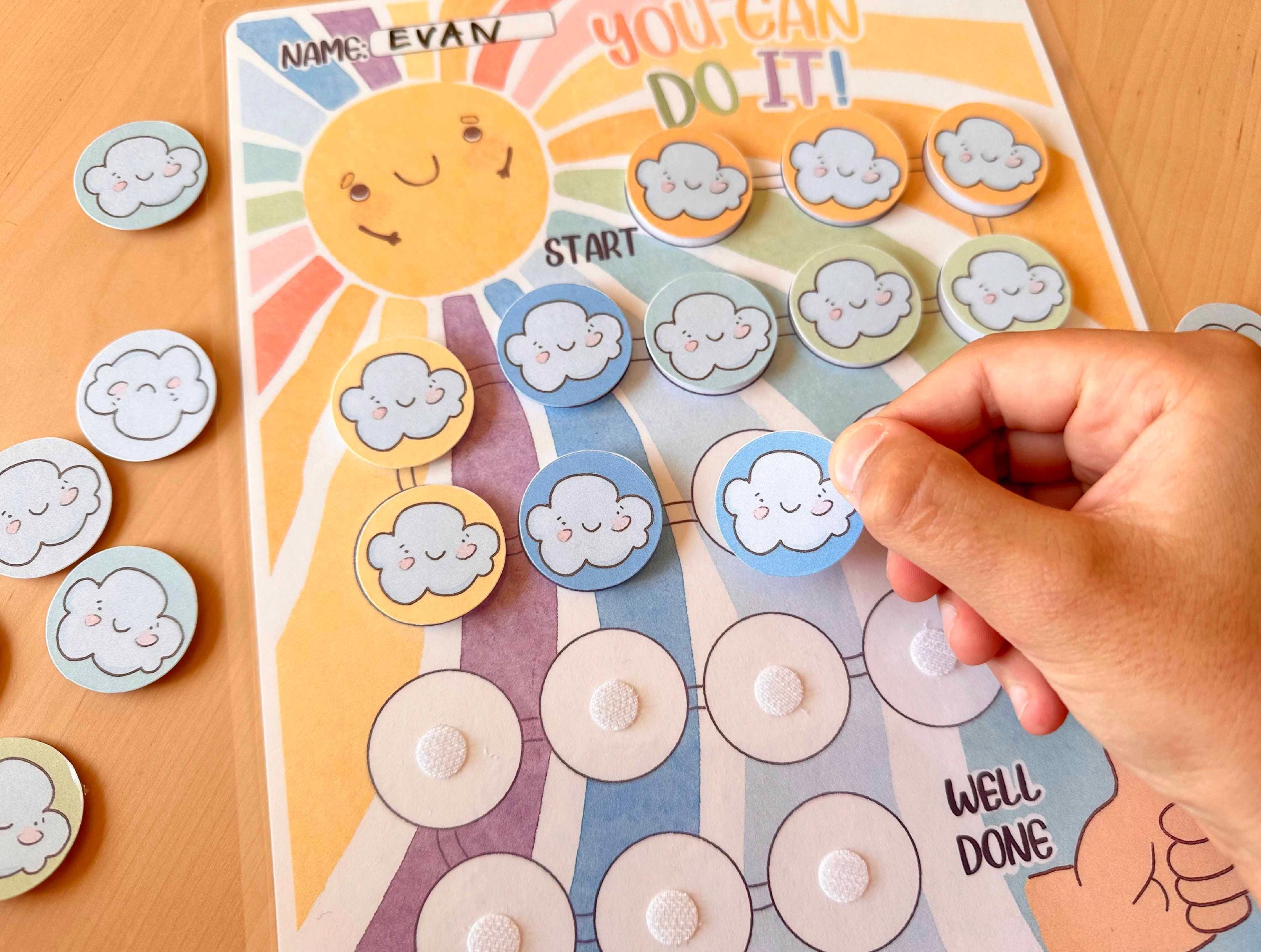 Watercolor Reward Chart for Kids, Rainbow Behavior Daily Chore Chart ...