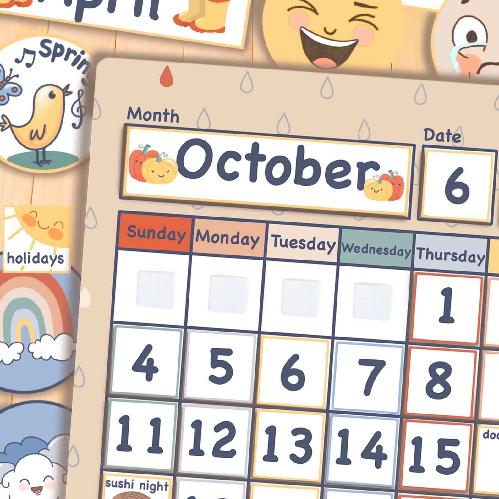 Printable Calendar for Kids Montessori Homeschool Preschool | Etsy Canada