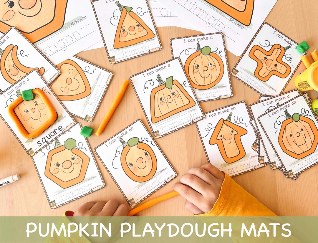 Pumpkin Shapes Play Dough Mats Toddler Halloween Activities Fall ...