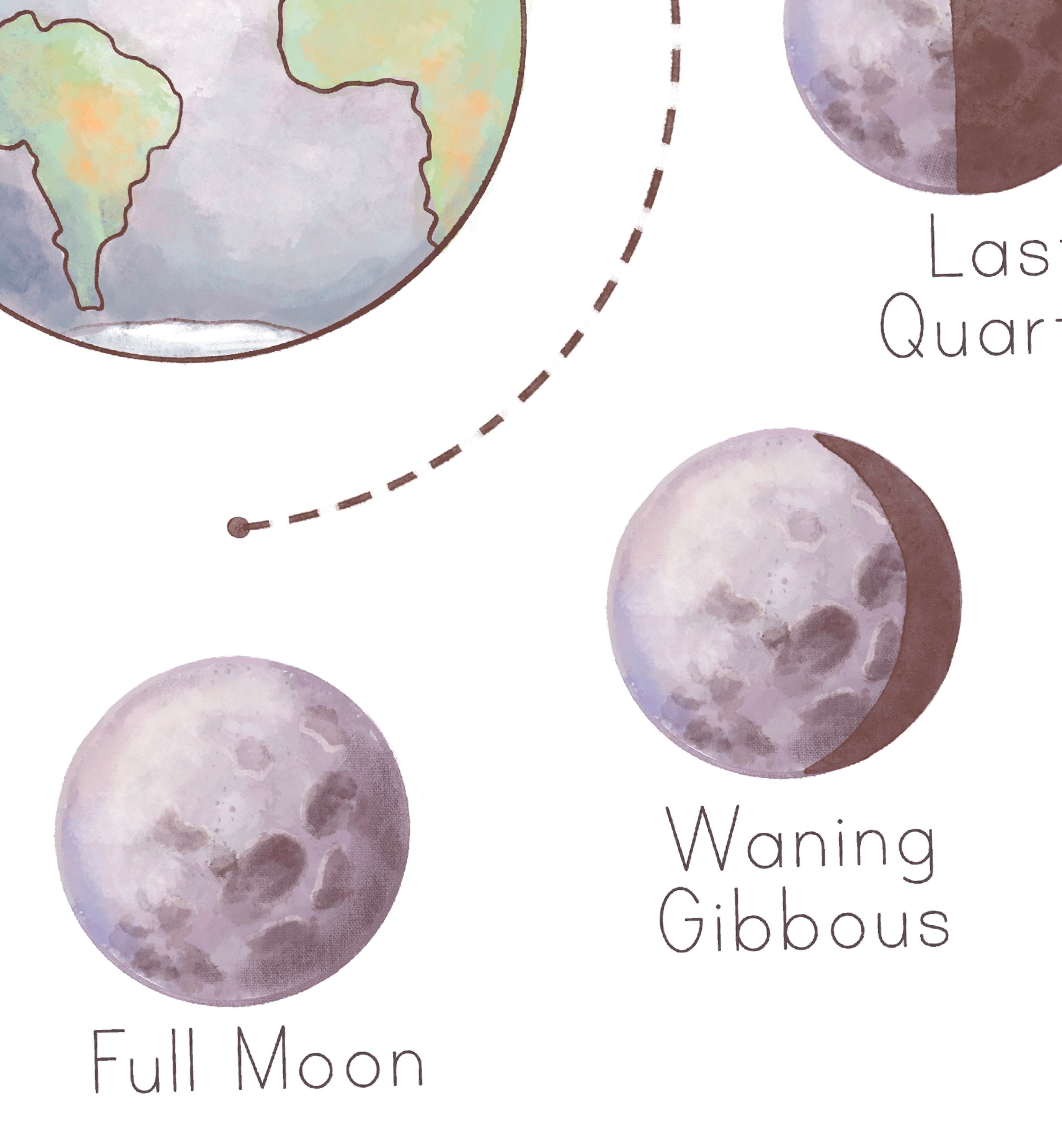 Moon Phases Educational Posters Montessori Moon Phases Homeschool Decor ...