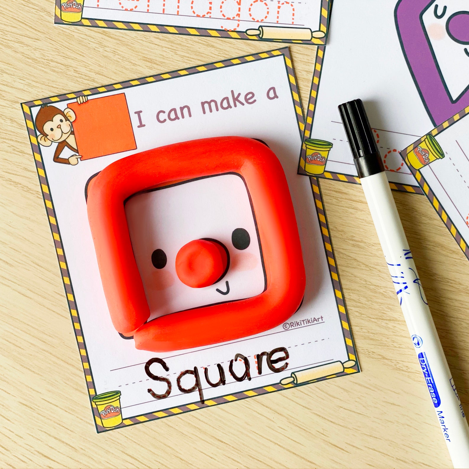 Shapes Play Dough Mats Visual Cards Montessori Toddler | Etsy UK