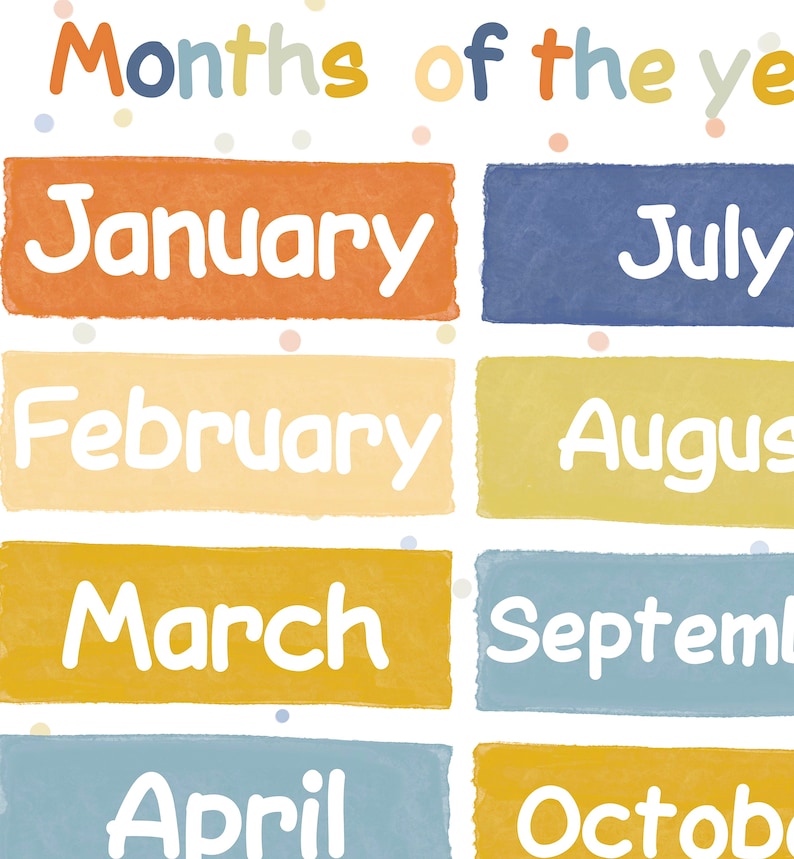 Set of 2 Prints Days of the Week & Months of the Year Posters | Etsy