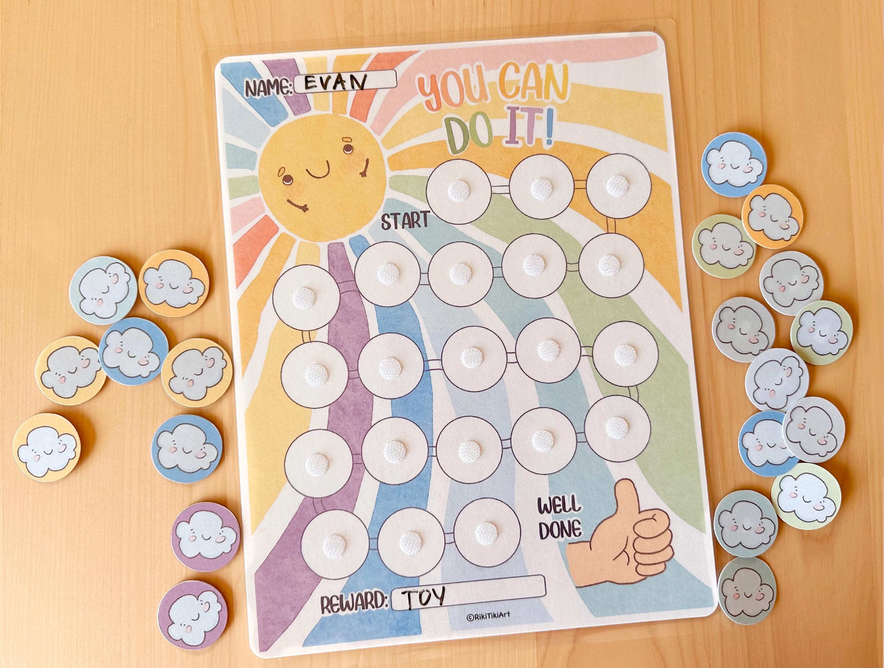 Watercolor Reward Chart for Kids, Rainbow Behavior Daily Chore Chart ...