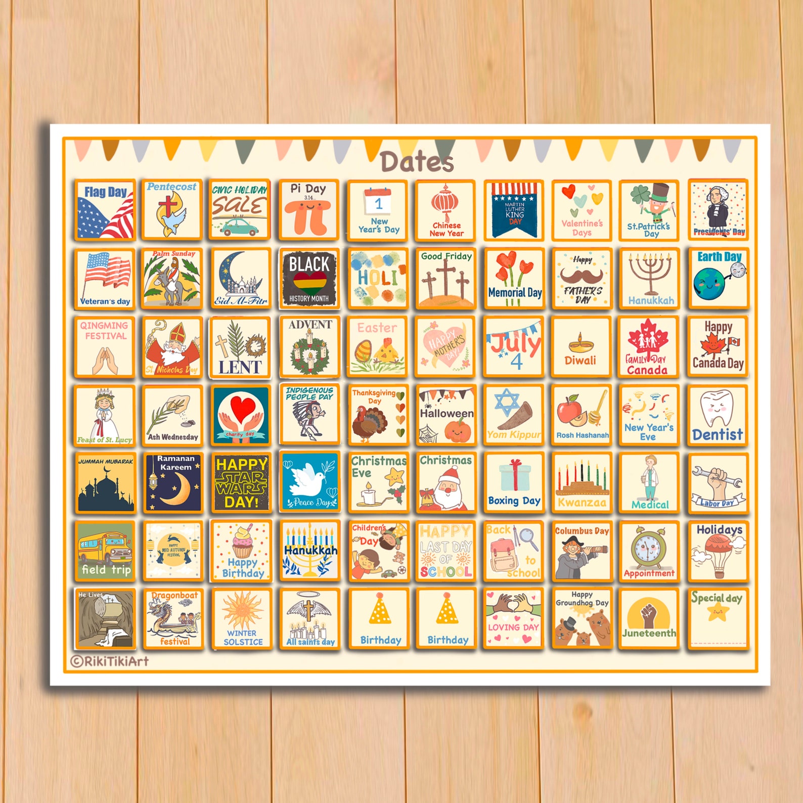 Printable Wall Calendar for Kids Classroom Perpetual Calendar | Etsy Canada