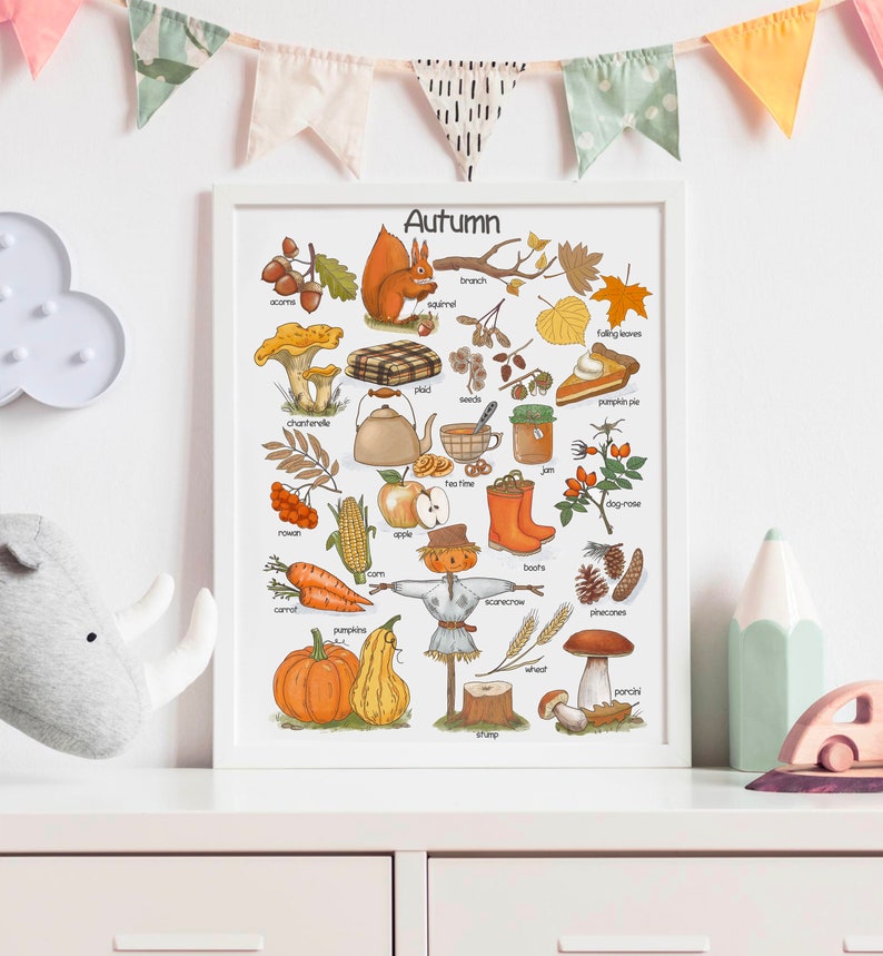 Autumn Poster Fall Downloadable Prints Montessori Printable - Etsy