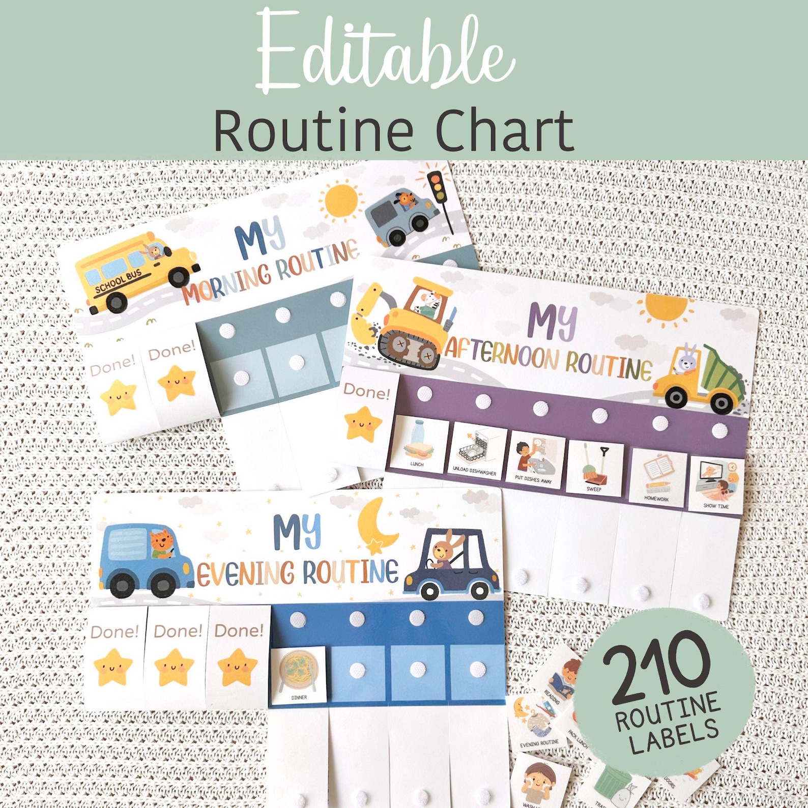 Toddler Routine Chart Morning Afternoon Evening Transport Chore Chart ...