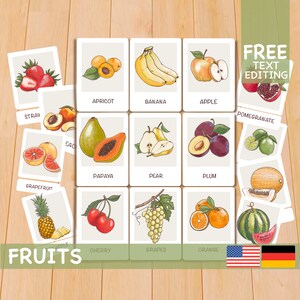 Fruits Flash Cards Montessori Materials Preschool - Etsy