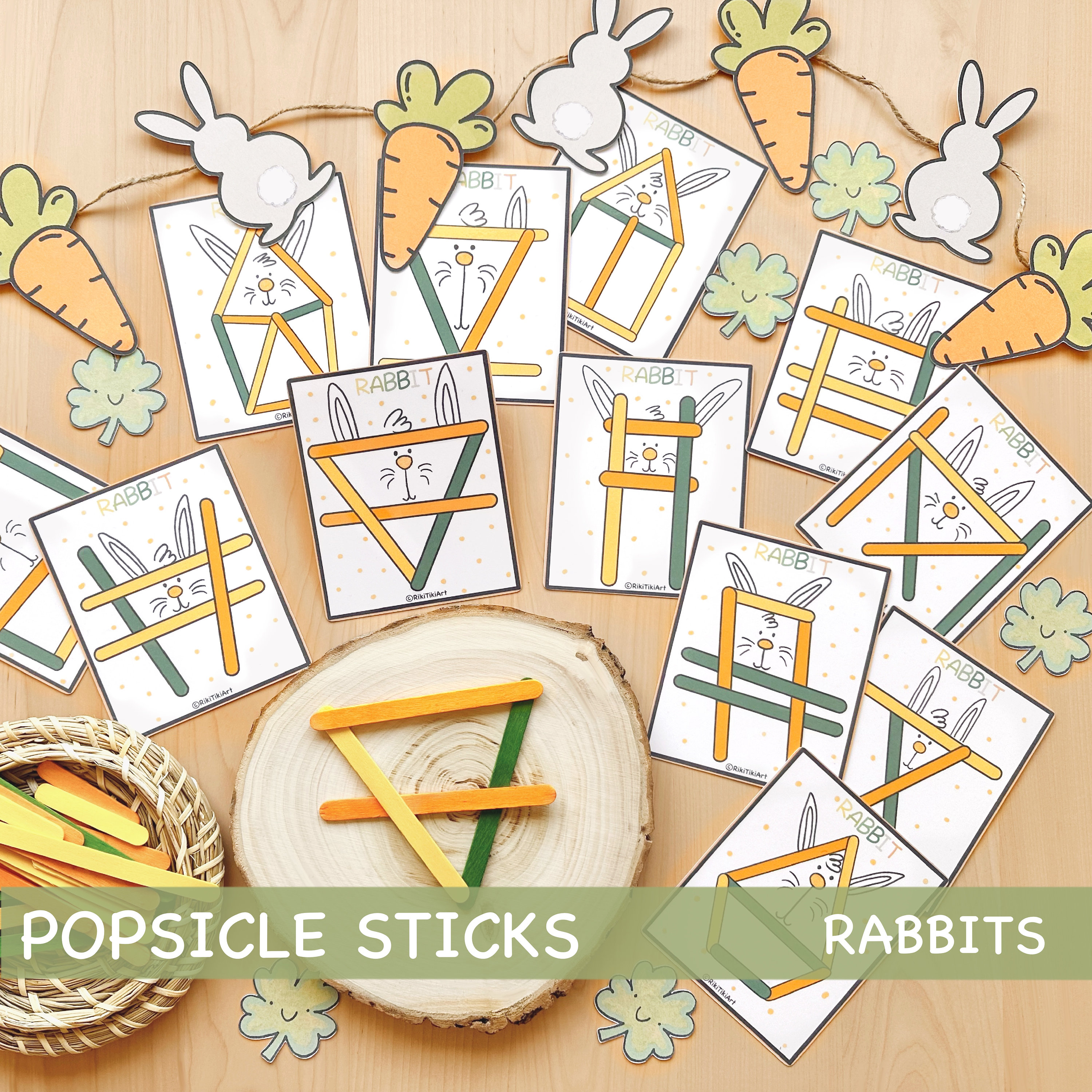 Rabbit Popsicle Sticks Activity Montessori Printable Activities for ...