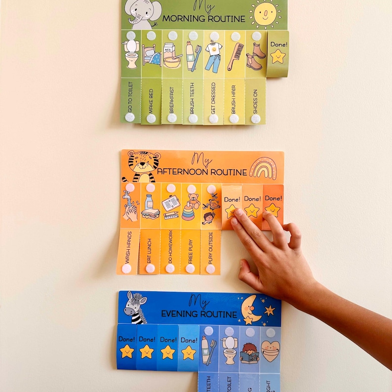 Routine Chart Toddler Flip Chore Chart Daily Morning Afternoon Evening ...