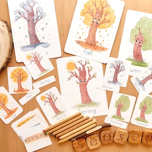 Seasons Flash Cards Montessori Educational Materials Homeschool ...