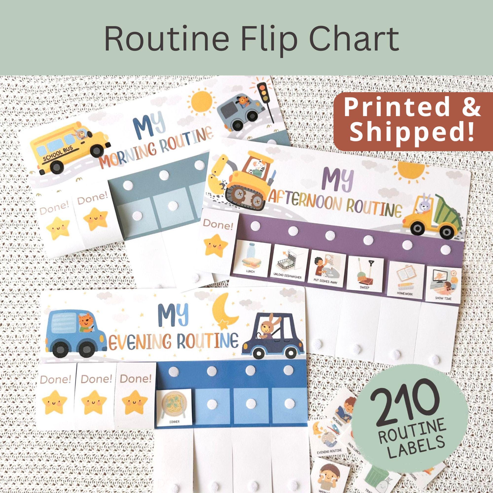 Boys Routine Flip Chart - Dailychore Chart, Morning Afternoon Evening ...