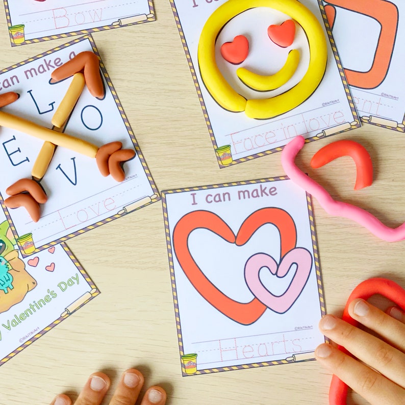 Valentines Day Play Dough Mats Printable Play Doh Activity Fine Motor ...
