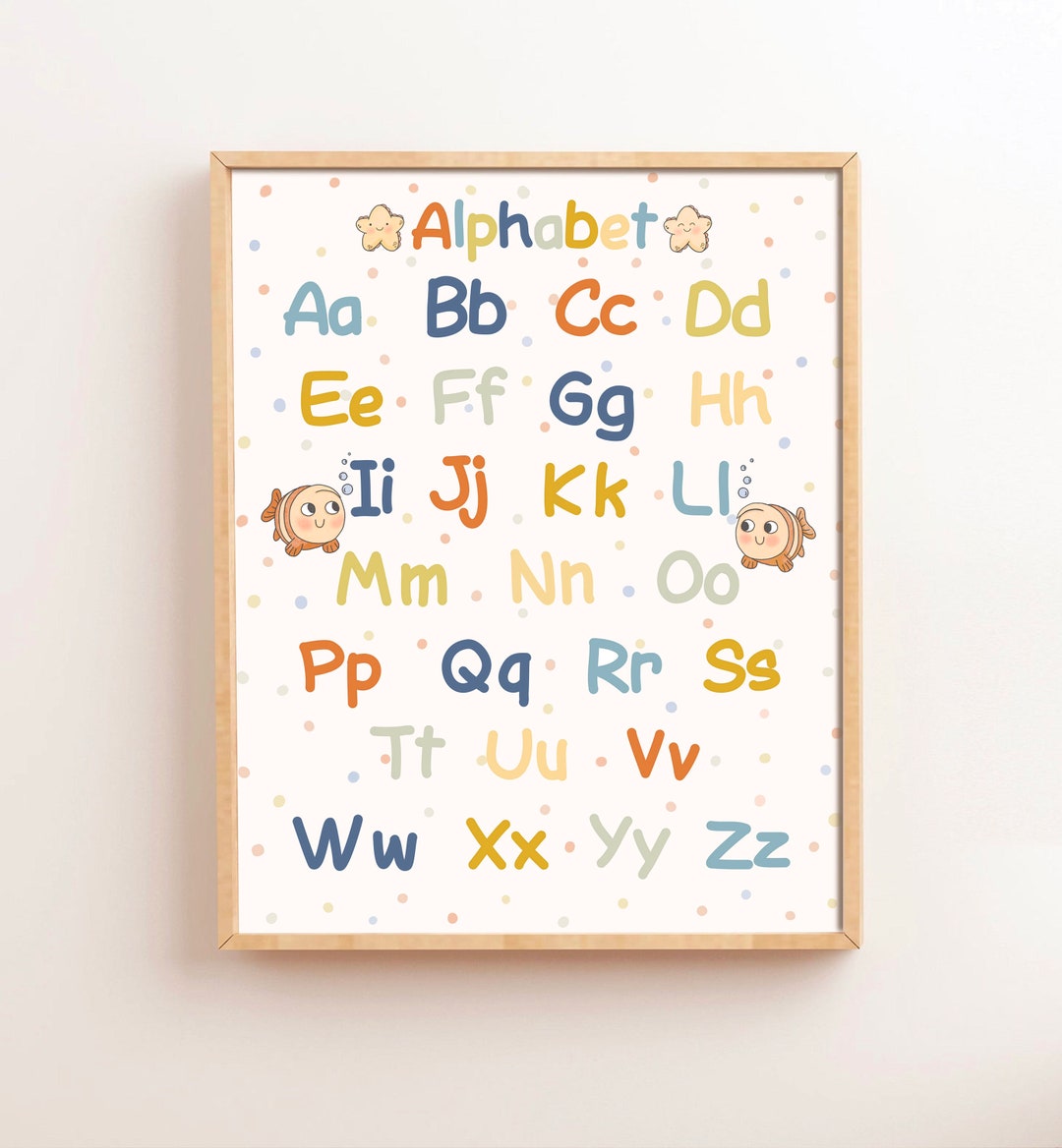 Alphabet Poster Nursery Wall Art Kids Room Decor ABC Poster for ...