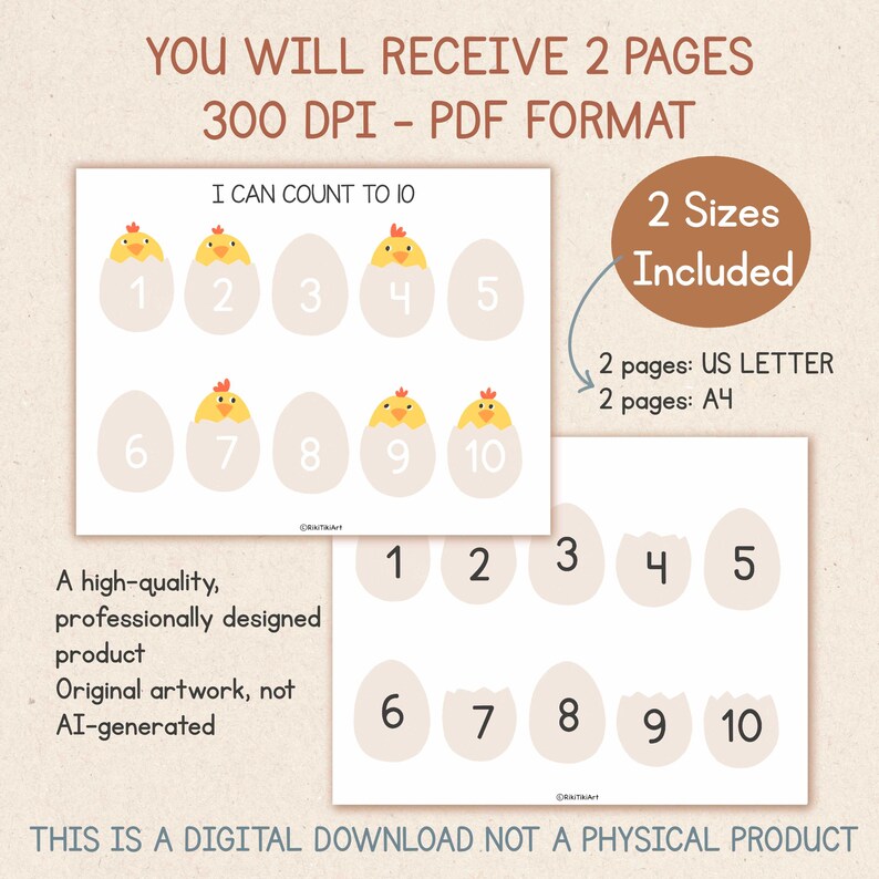 Number Matching Preschool Printables, Counting Activity for Toddlers ...