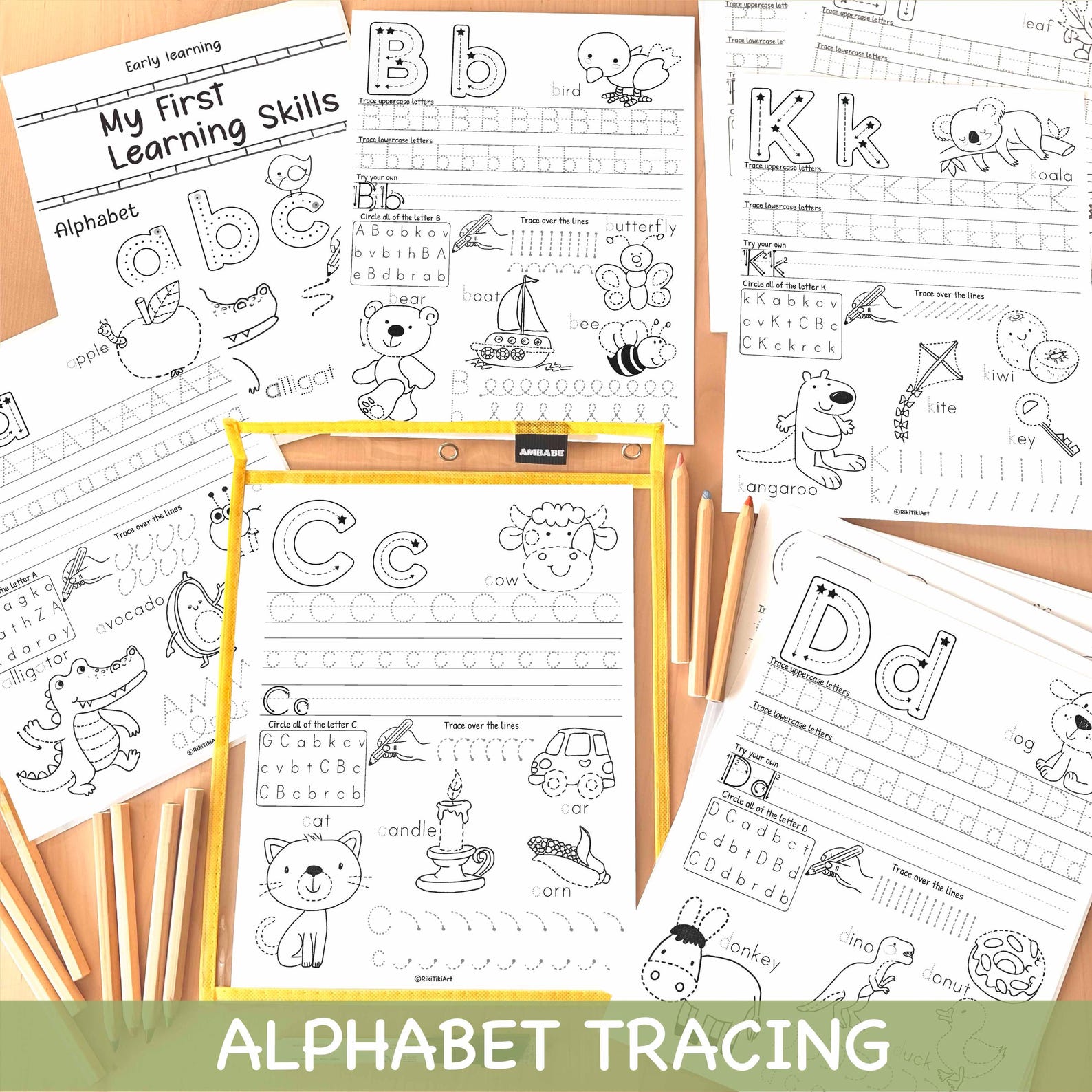 Alphabet Tracing Worksheets Kindergarten Pre-k Preschool ABC Tracing ...