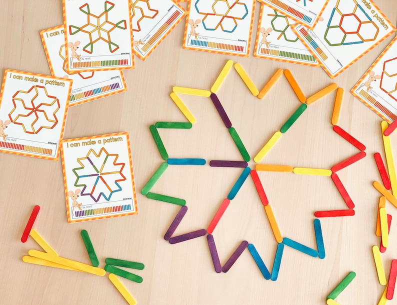 Popsicle Stick Activity Pattern Cards Fine Motor Skills - Etsy