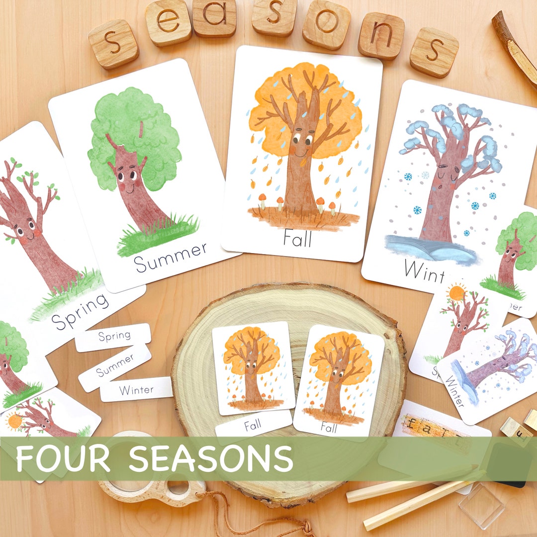 Seasons Flash Cards Montessori Educational Materials Homeschool ...