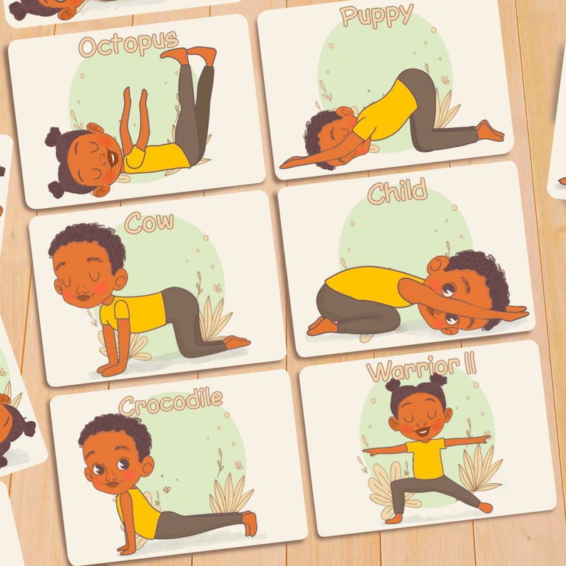 Kids Yoga Flashcards Children’s Yoga Pose Flash Cards Montessori ...