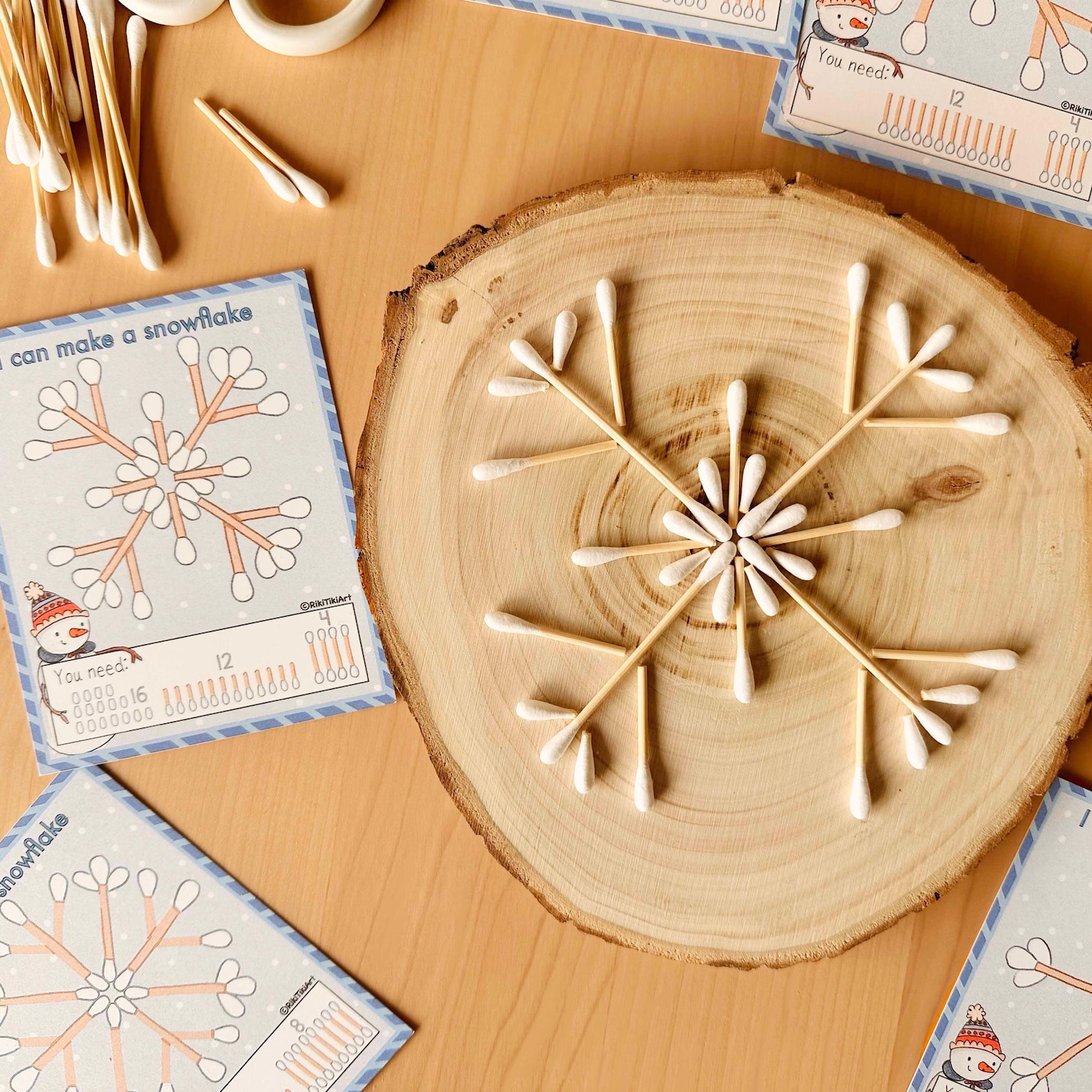 Q-tip Snowflakes Activity Christmas Crafts for Kids Winter Pattern ...