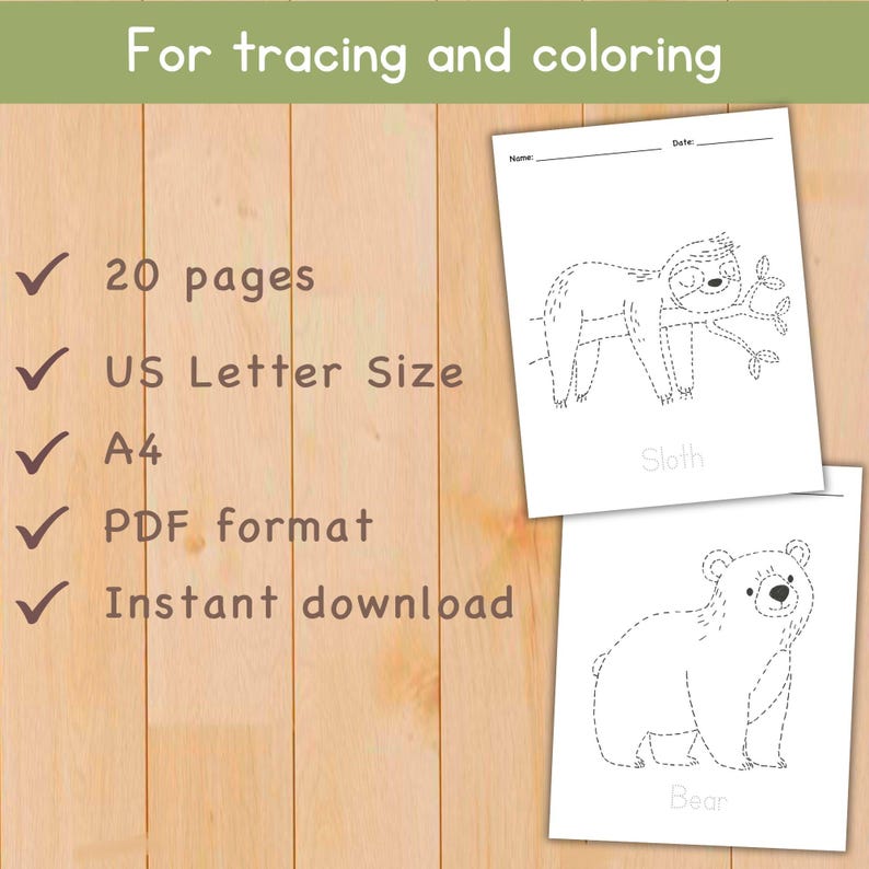 Zoo Animal Tracing Worksheets: Summer Activity (digital Download) - Etsy
