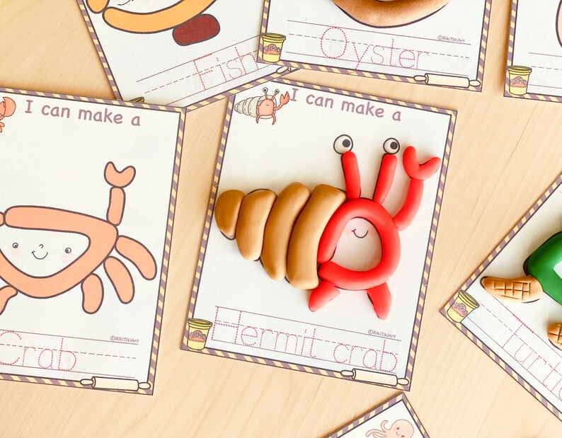 Ocean Animals Play Dough Mats Fine Motor Skills Preschool Kindergarten ...