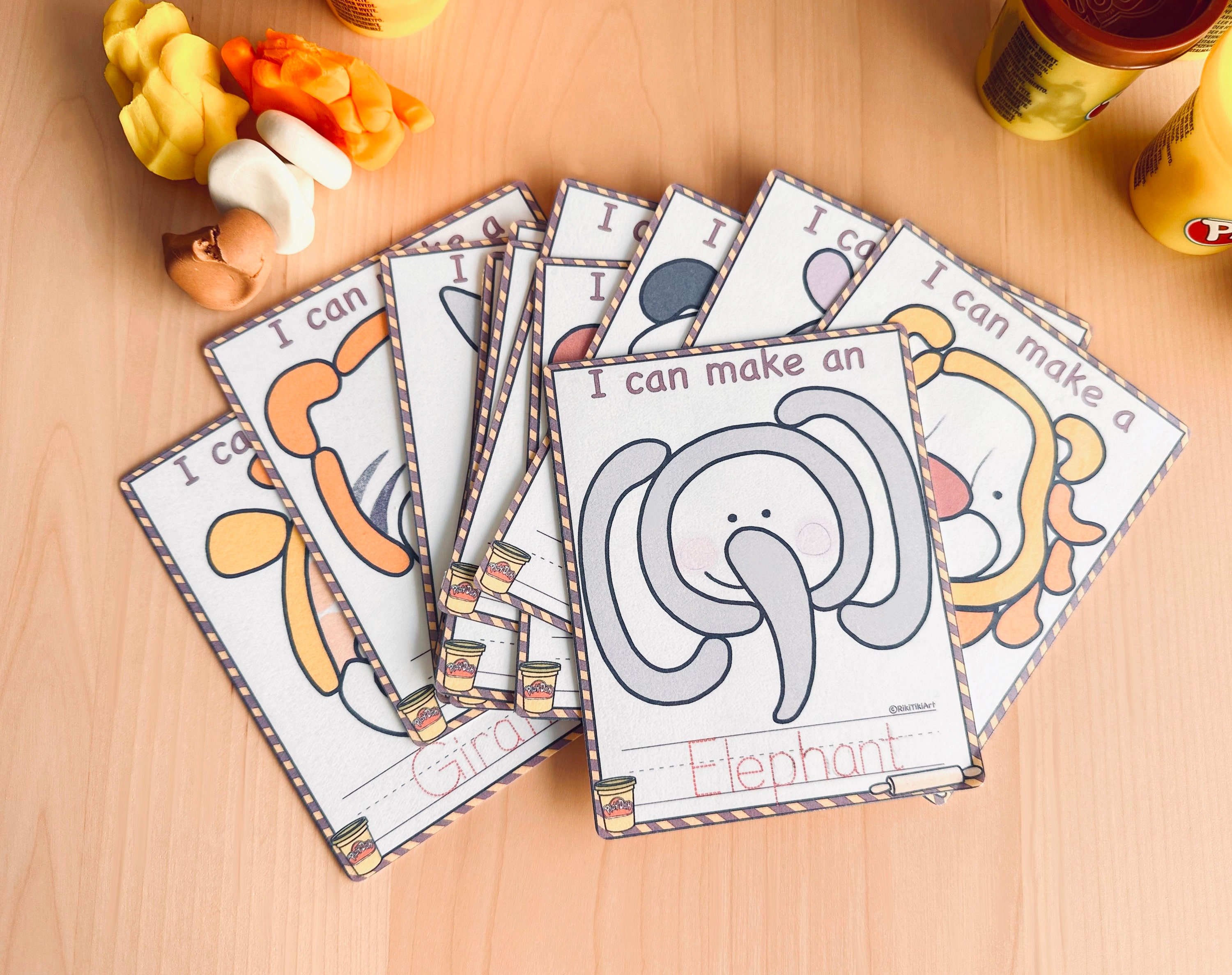 Zoo Animals Play Dough Mats Fine Motor Skills Visual Cards - Etsy Australia