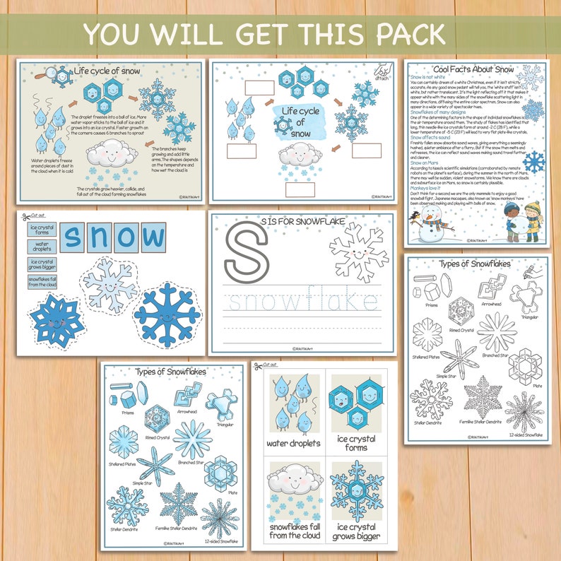 Snow Unit Study Snowflakes Printable Resources Homeschool Learning ...