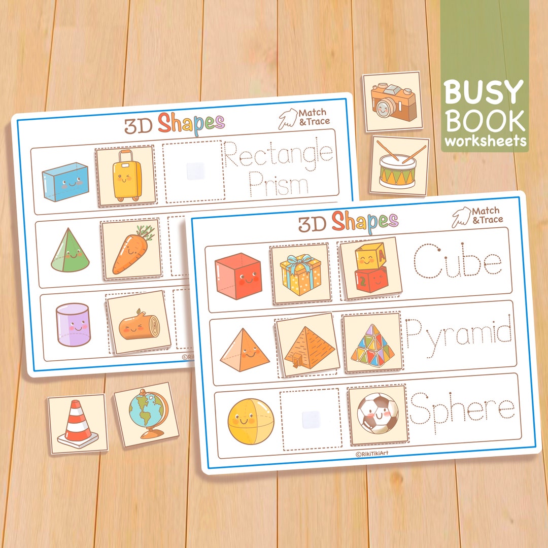 3D Shapes Learning Activity, Toddler Busy Book Printable Preschool ...