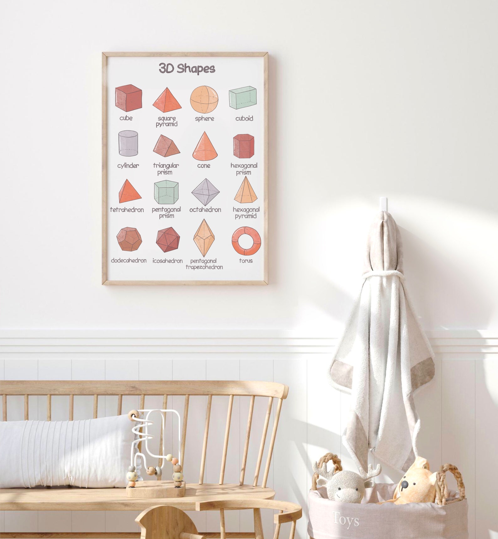 3D Shapes Poster Playroom Wall Decor Homeschool Print | Etsy