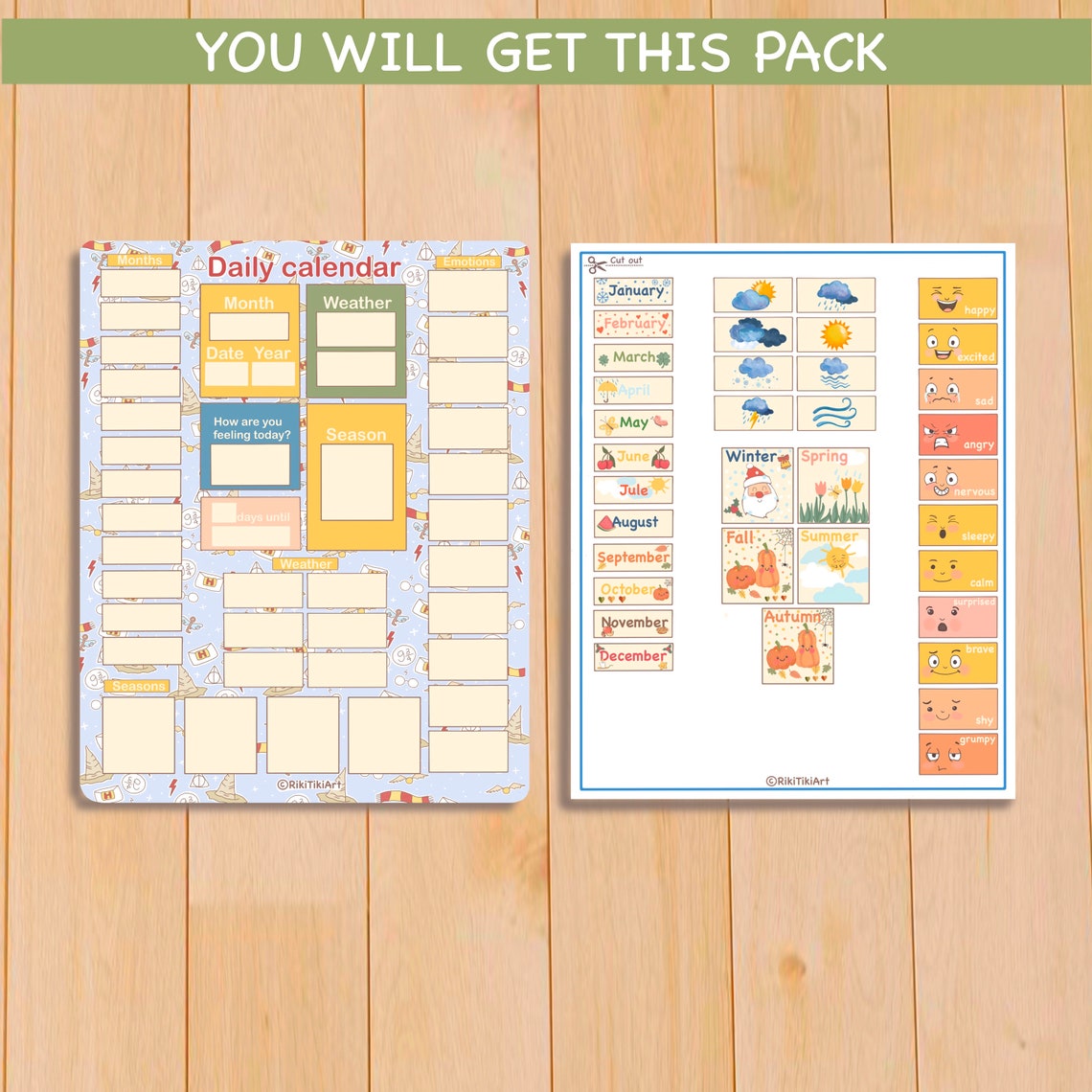 Printable Perpetual Calendar Kids Calendar Homeschool Decor - Etsy