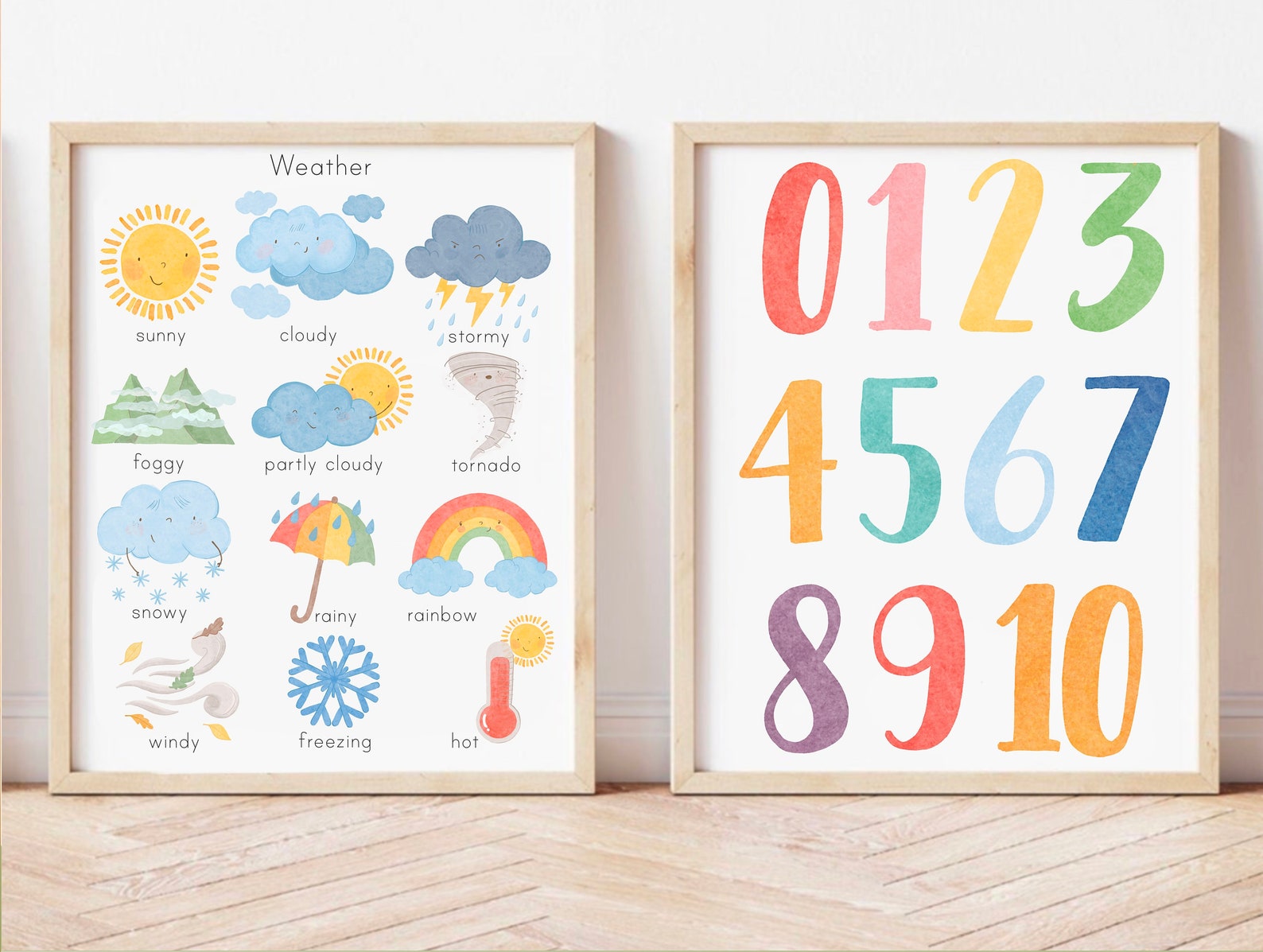 Set of 8 Watercolor Classroom Posters Educational Playroom Prints ...