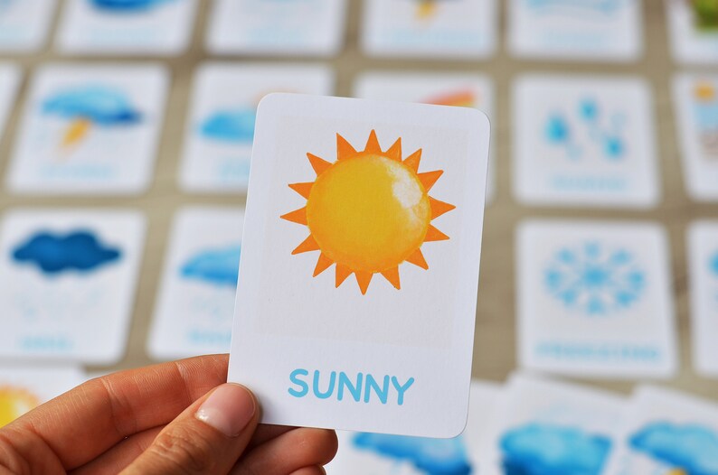 Weather Flashcards Homeschool Montessori Materials Toddler - Etsy