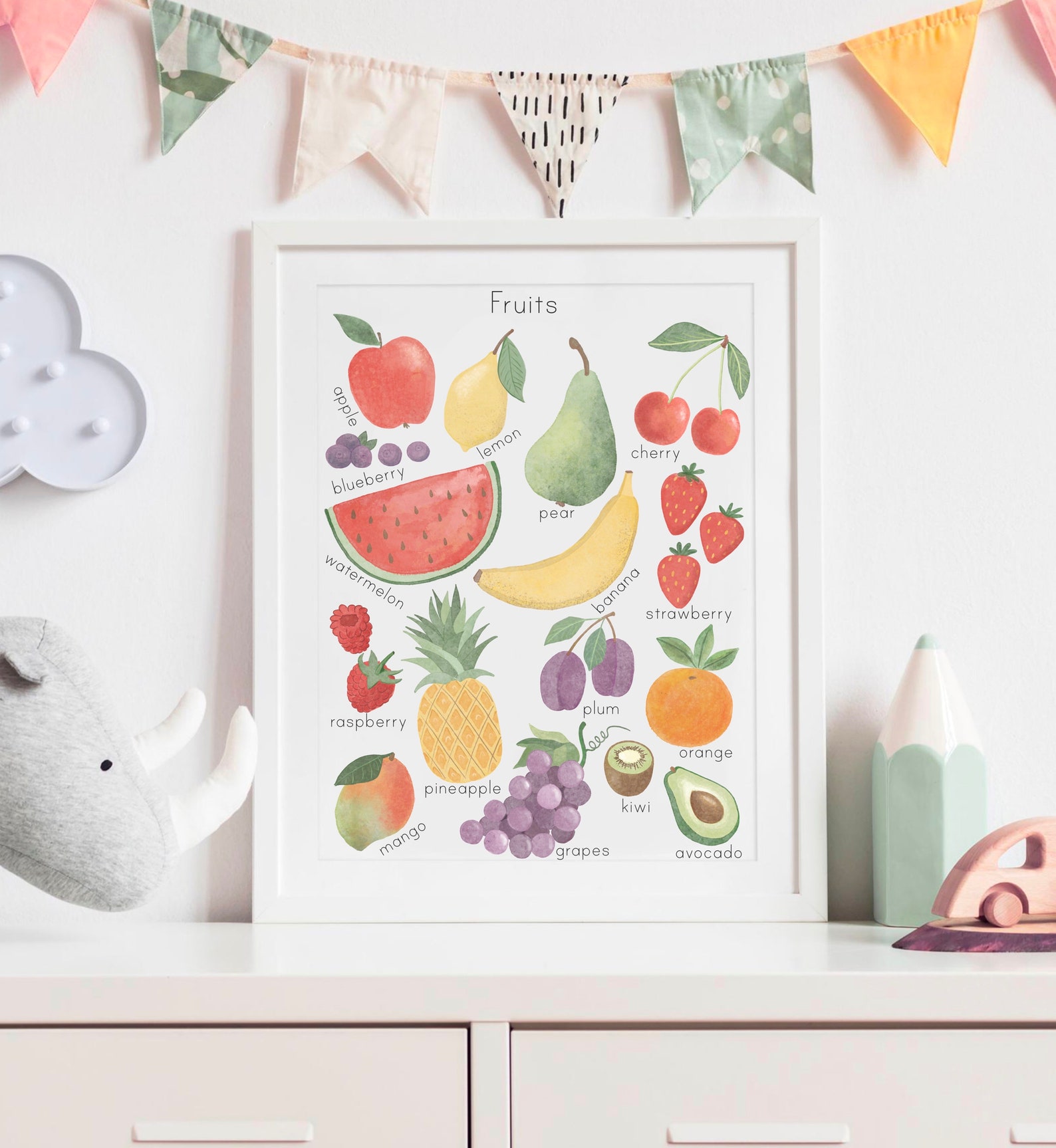Watercolor Fruit and Vegetable Prints Classroom Educational Posters ...