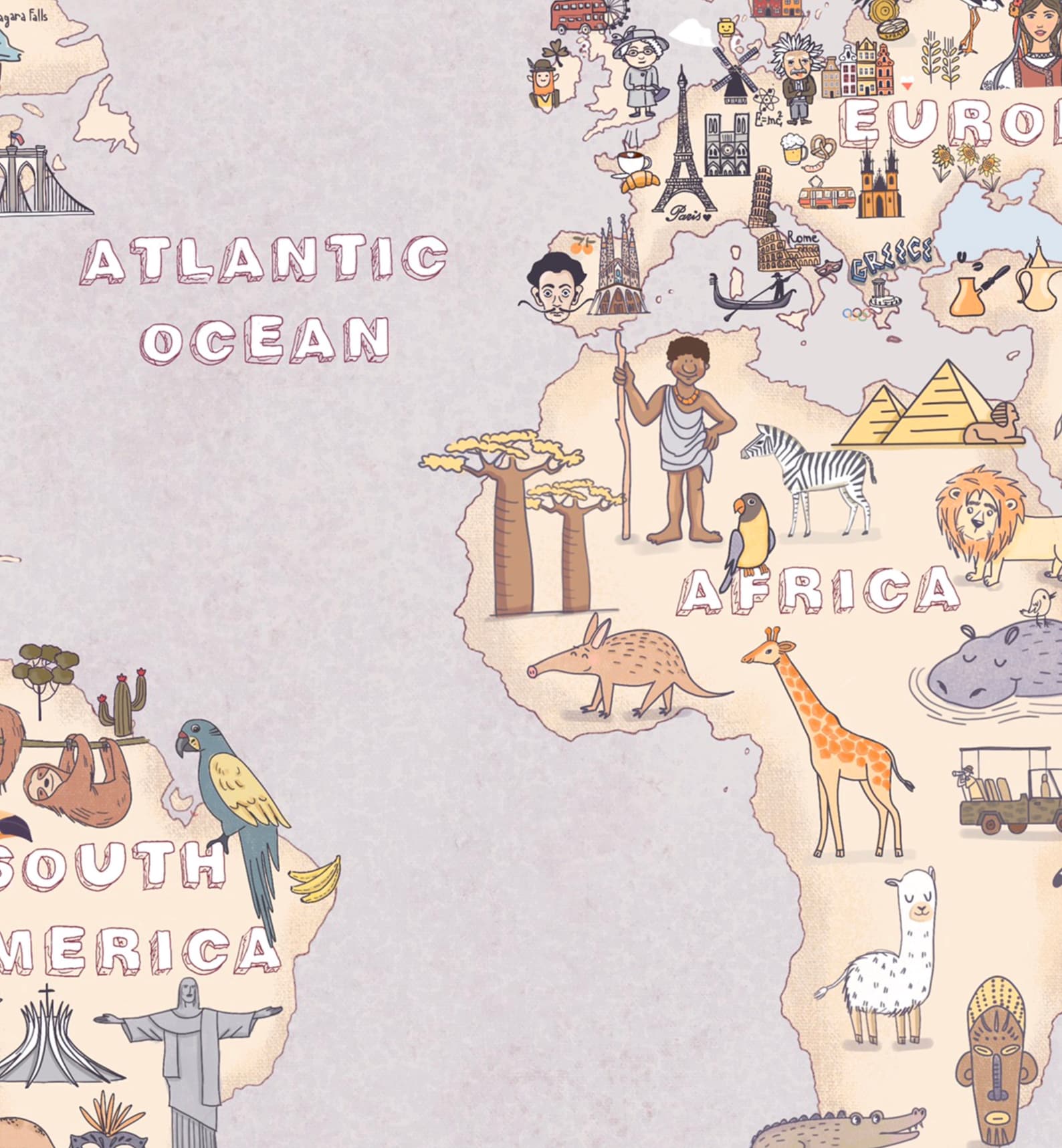 Kids World Map Homeschool Educational Poster Printable - Etsy