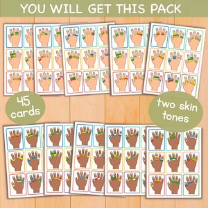 Hair Tie Finger Activity Cards: Color Matching Montessori Printable ...
