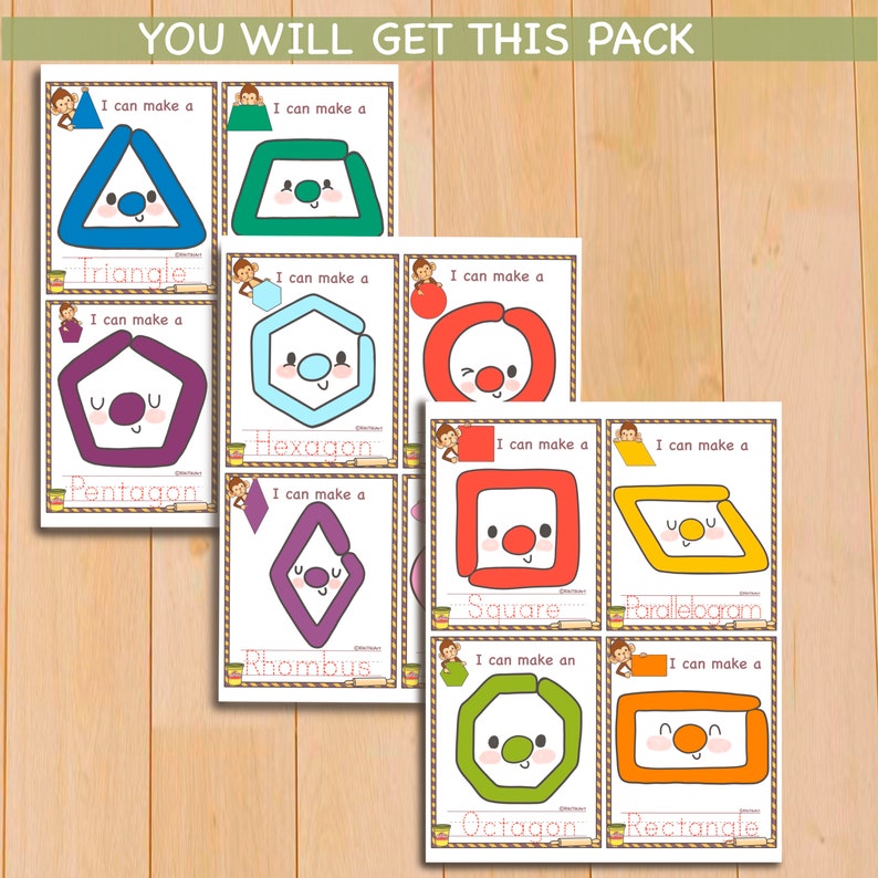 Shapes Play Dough Mats Visual Cards Montessori Toddler Activities ...