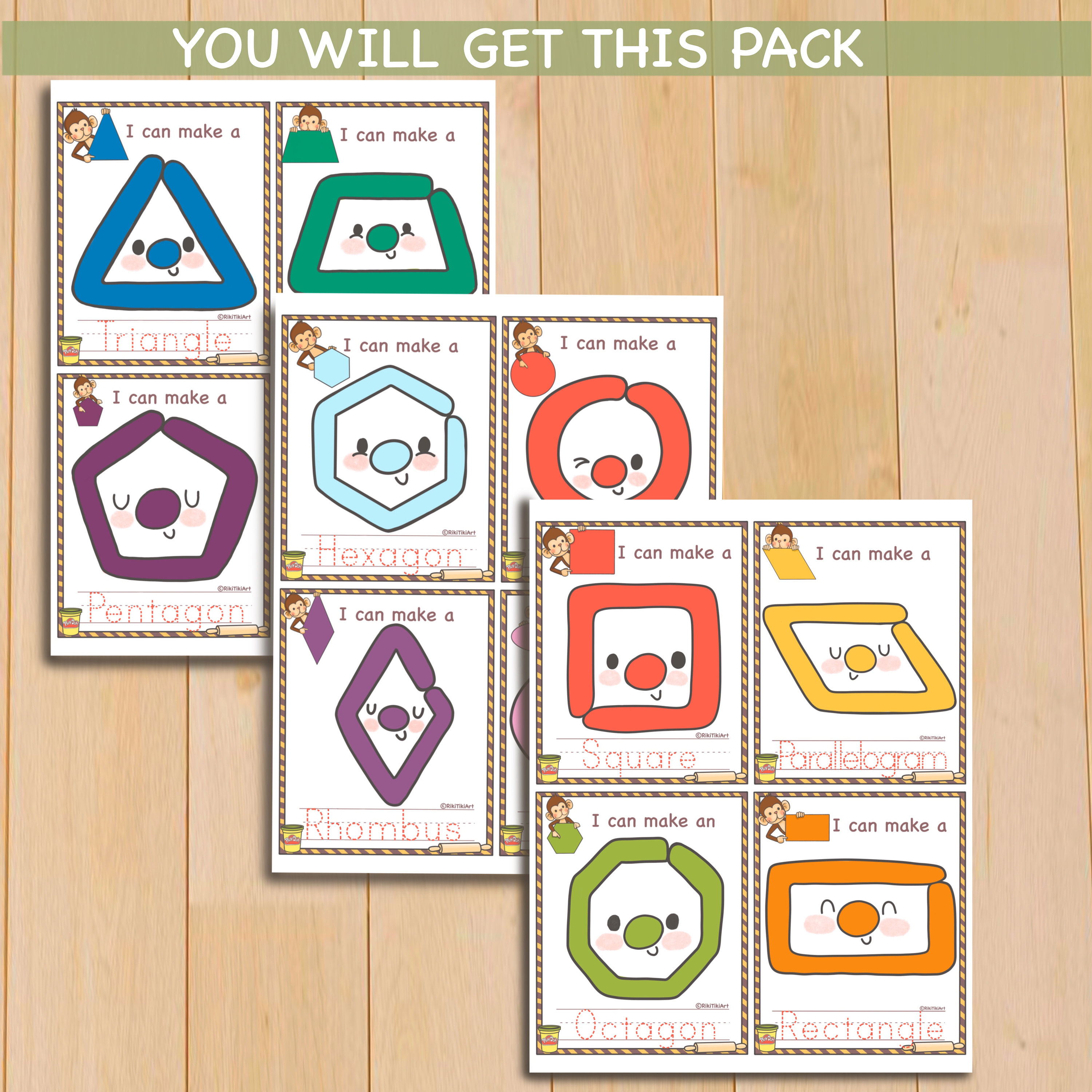 Shapes Play Dough Mats Visual Cards Montessori Toddler - Etsy Canada