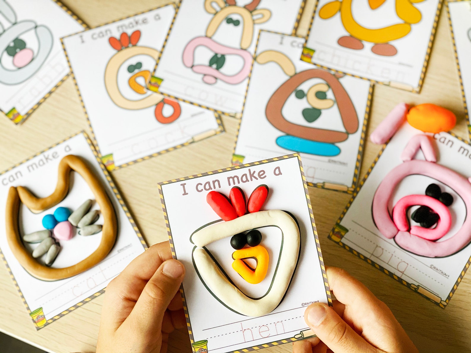 Farm Animals Play Doh Mats Visual Cards Printable Play Dough | Etsy