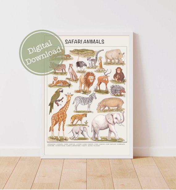 Safari Animal Poster Downloadable Prints Printable - Etsy