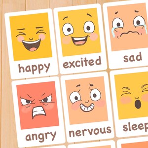 Emotions Flash Cards, Montessori Printable, Preschool Curriculum ...