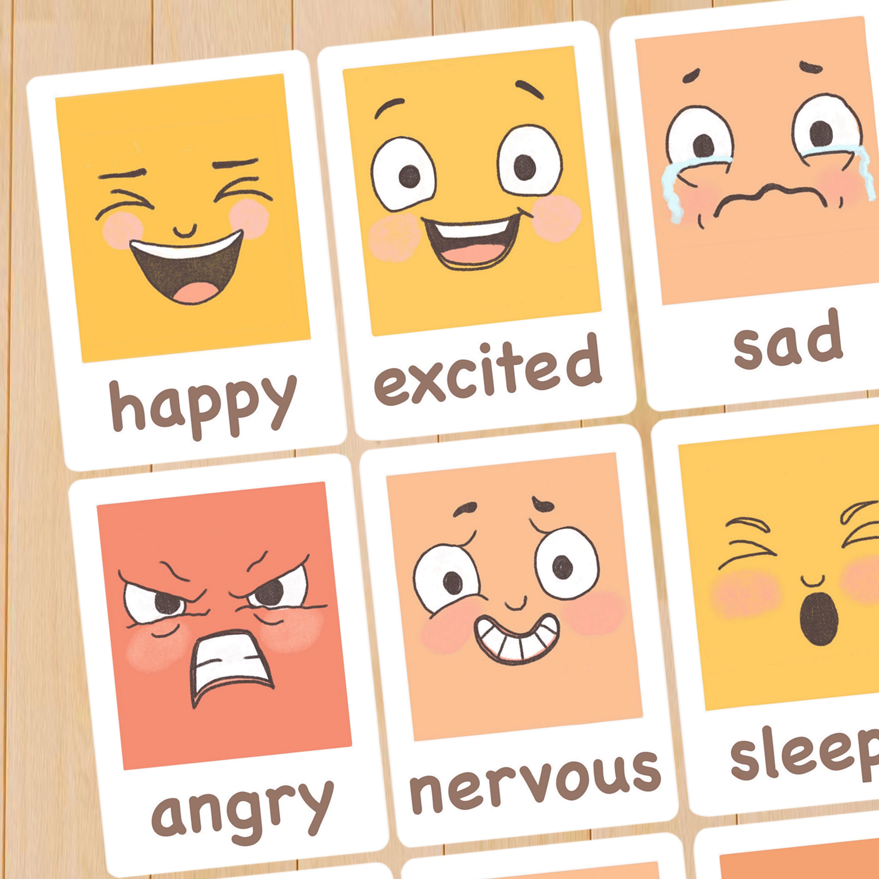 Emotions Flash Cards Montessori Printable Preschool | Etsy