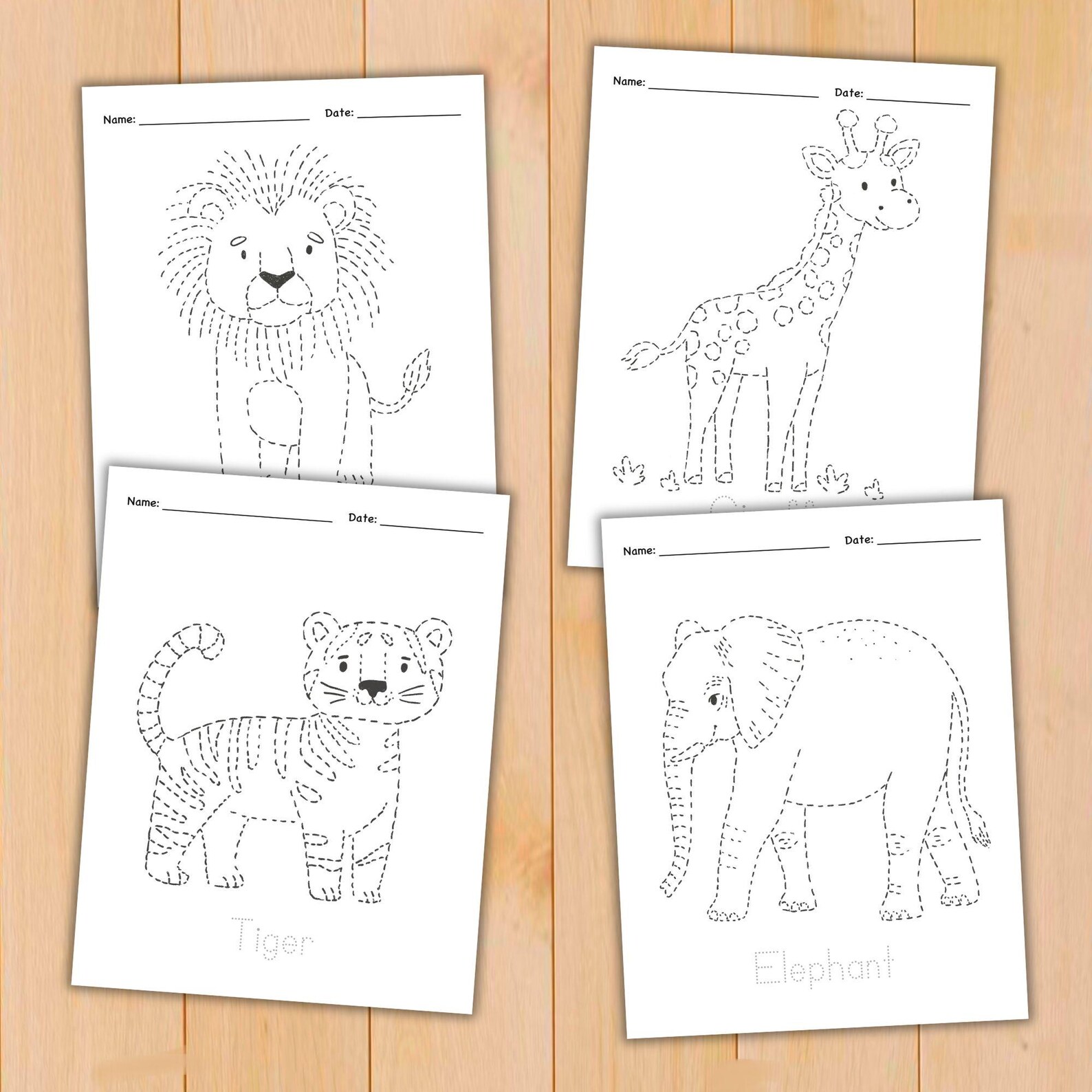 Zoo Animal Tracing Worksheets: Summer Activity (digital Download) - Etsy