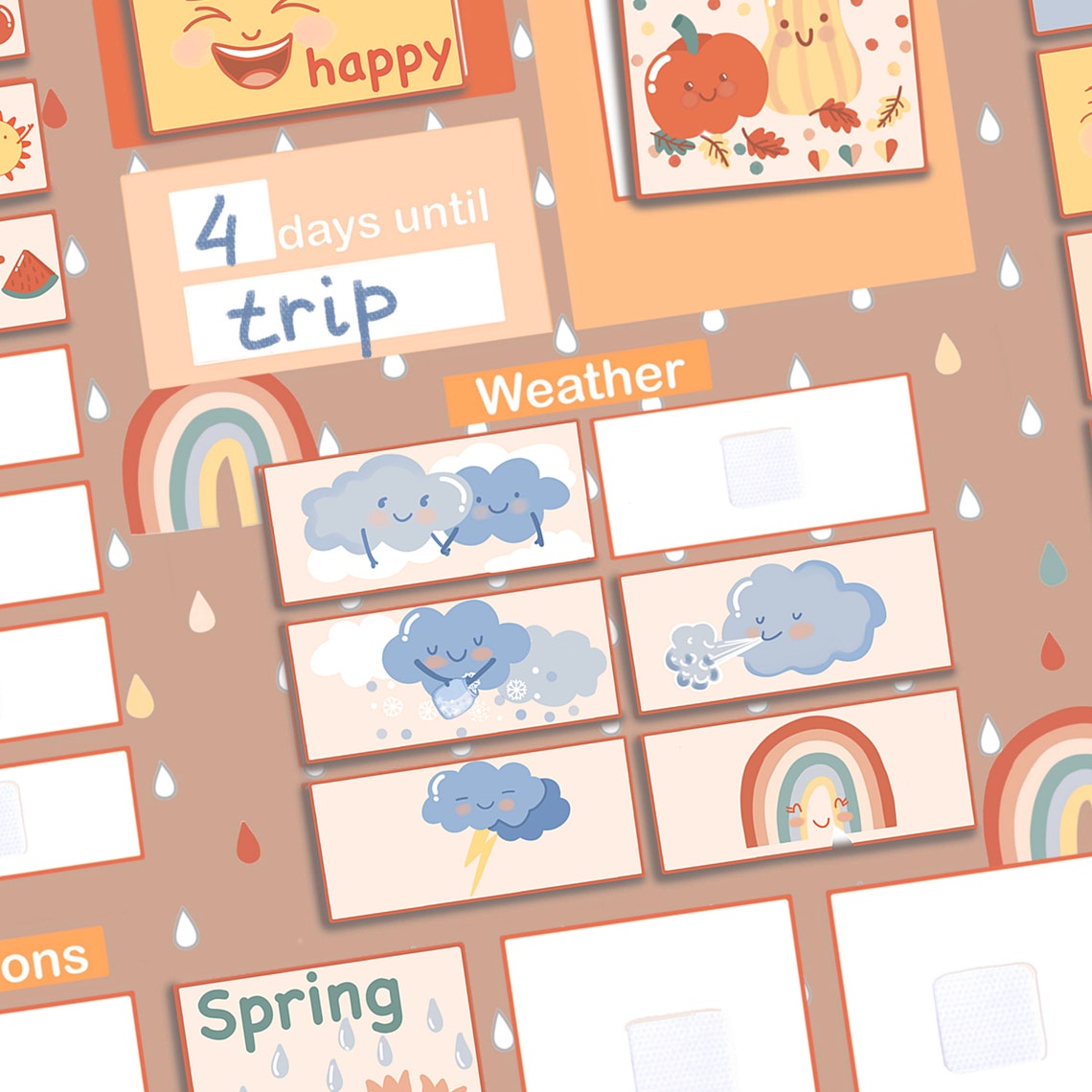 Boho Rainbow Calendar for Kids Printable Montessori Materials | Etsy