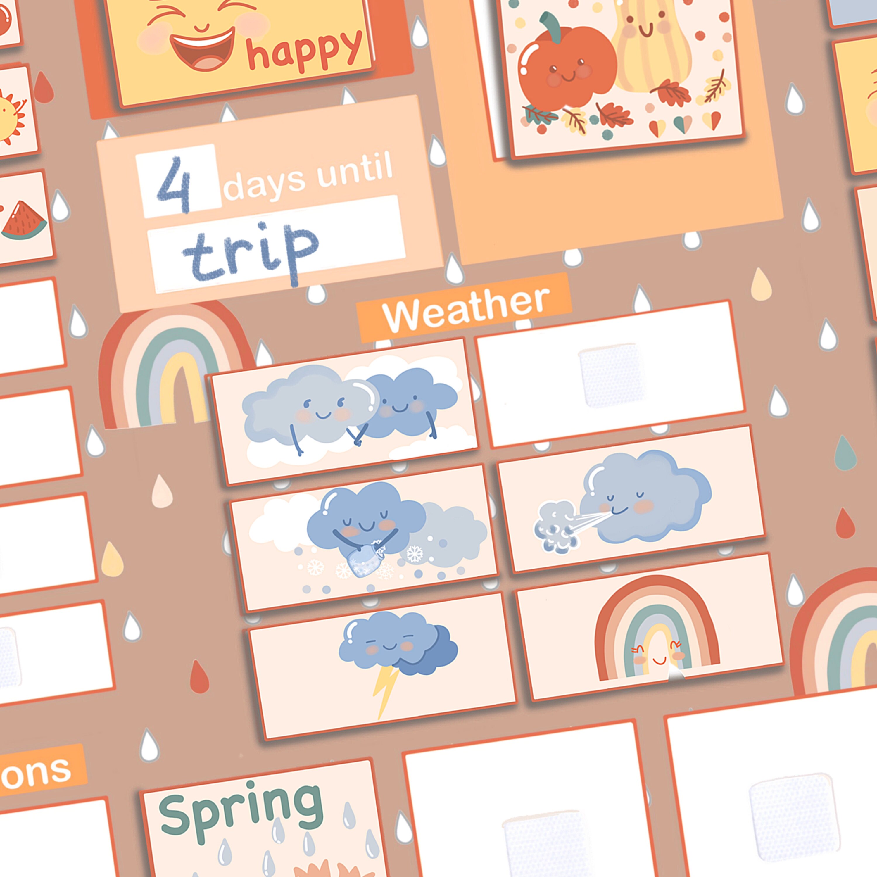 Boho Rainbow Calendar for Kids Printable Montessori Materials | Etsy