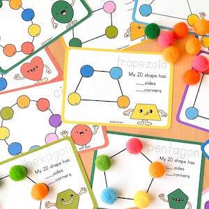 Pom Pom Shapes Activity Preschool Printables, 2D Shapes Montessori ...
