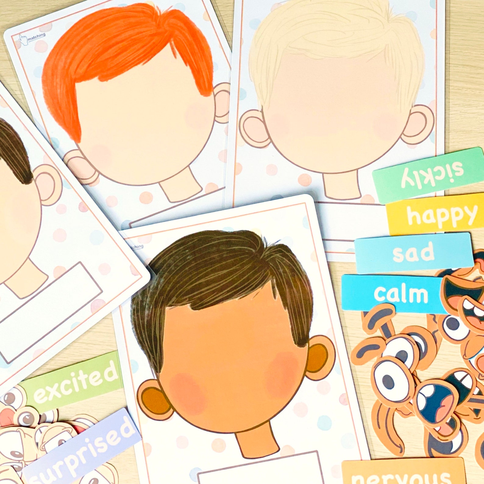 Emotions Activity for Kids Boy Version Toddler Emotions Chart - Etsy